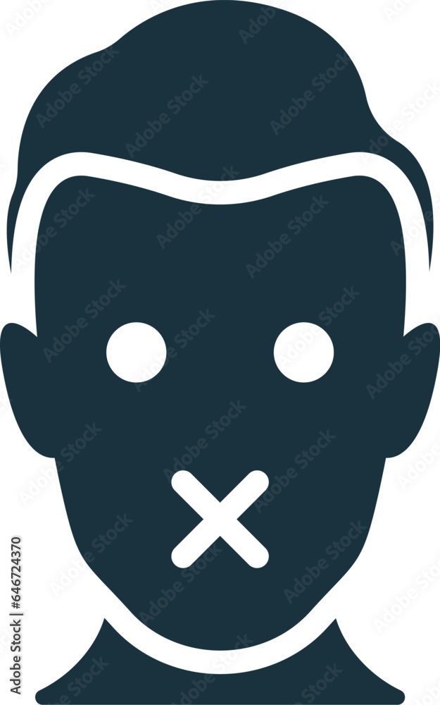 Mute people icon. Monochrome simple sign from freedom collection. Mute ...