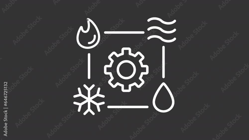 White simple thin line animation of HVAC system, HD video with ...