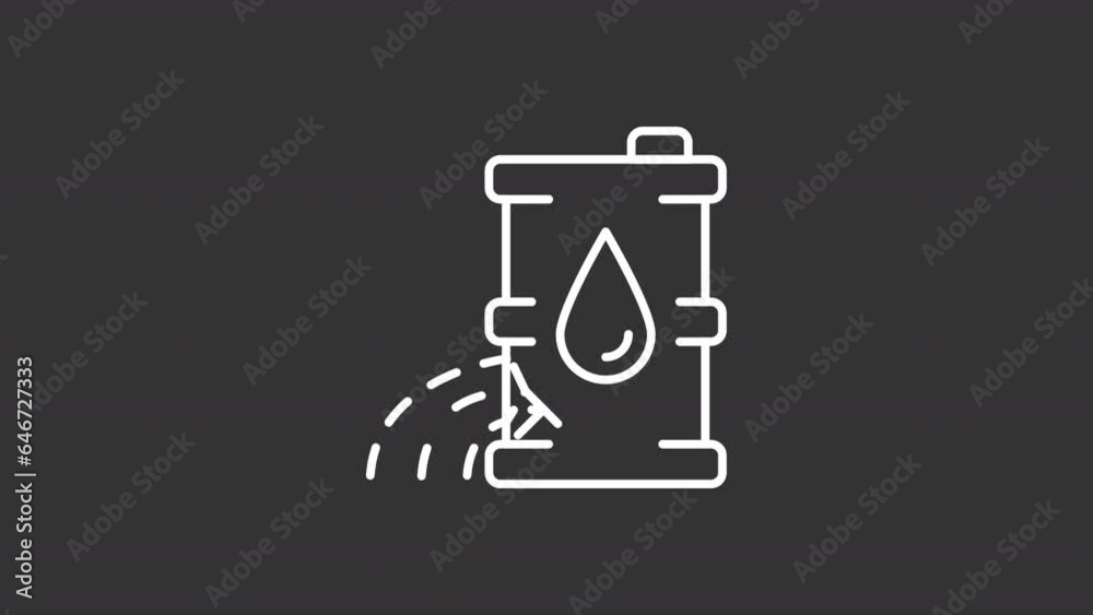 White thin line animation of oil spill from barrel, HD video with ...