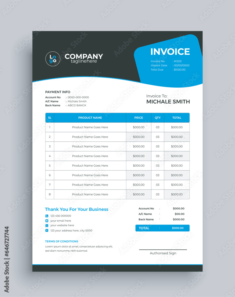 Fototapeta mapa świata dla dzieci Minimal Corporate Business Invoice ...