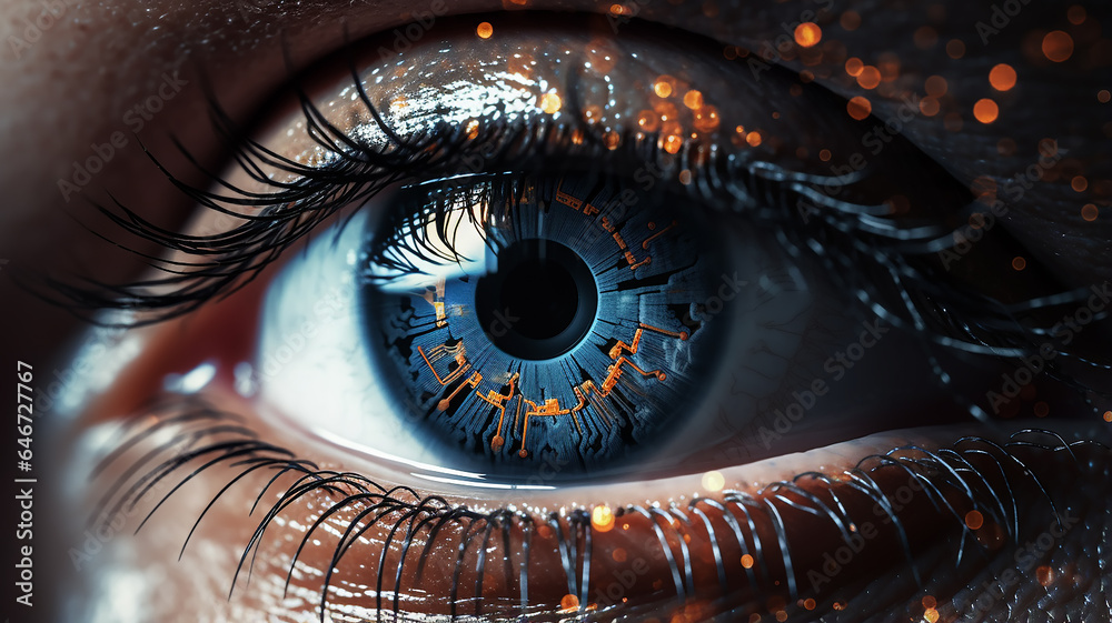 cyborg eye, computer vision, vision improvement concept, correction ...