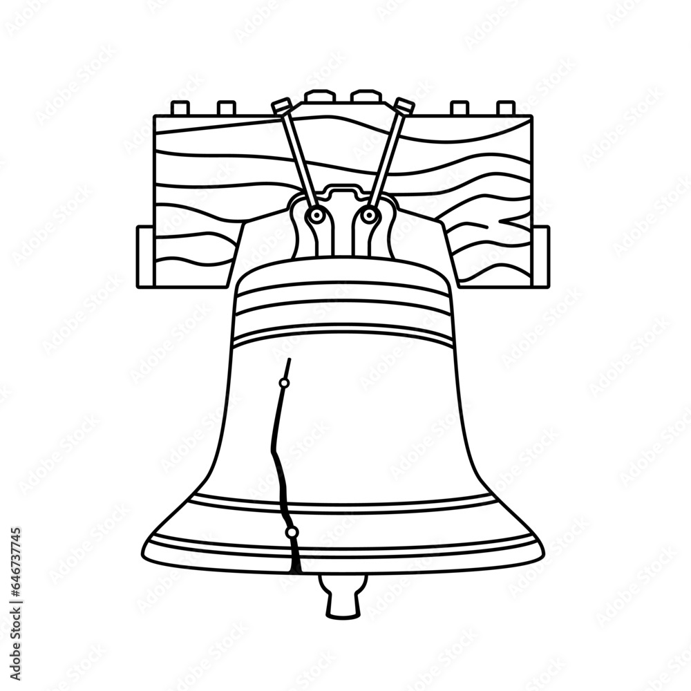 Liberty bell line icon. Clipart image isolated on white background ...