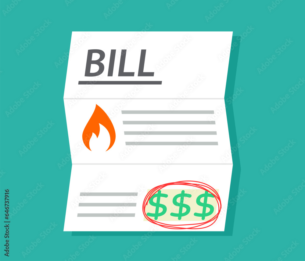High Gas Utility bill icon. Clipart image isolated on white background ...