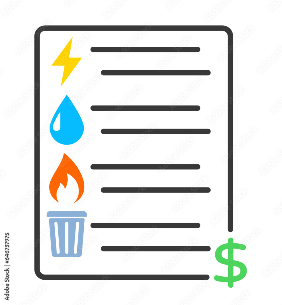 Household Utility bill line icon . Clipart image isolated on white ...