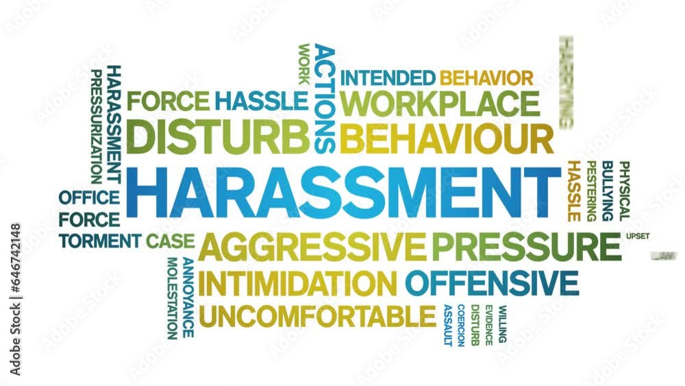 Harassment animated tag word cloud;text design animation kinetic ...