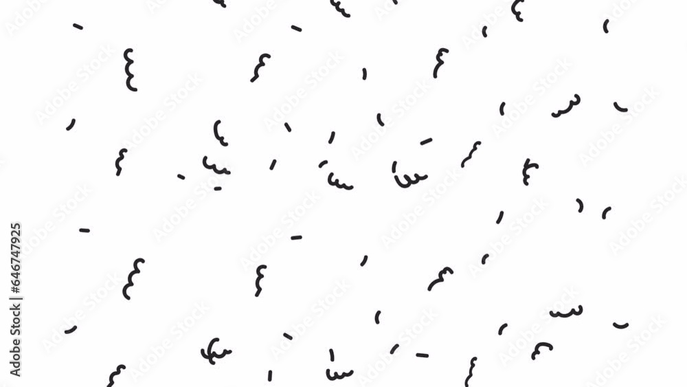Falling confetti backdrop bw cartoon animation. Celebration background ...