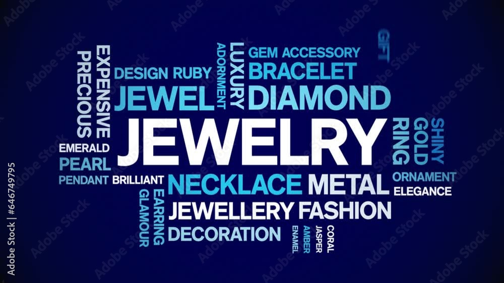 Jewelry animated tag word cloud;text design animation kinetic ...