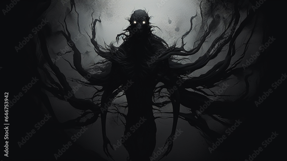 demon of evil, the essence of horror and nightmare darkness, black dark ...