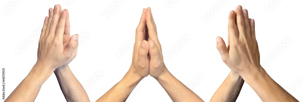 Hand in namaste spiritual praying pray symbols shape on transparent ...