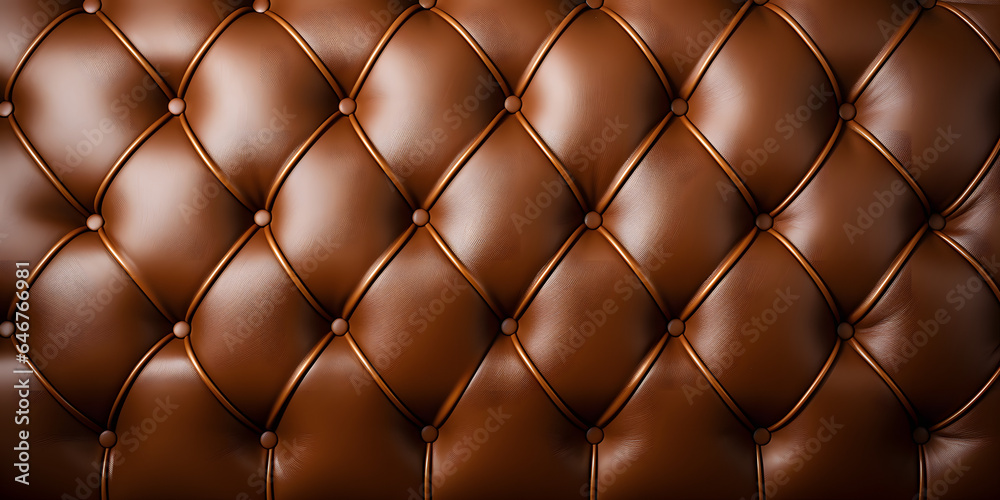 Brown leather upholstery. Close-up texture of genuine leather with ...