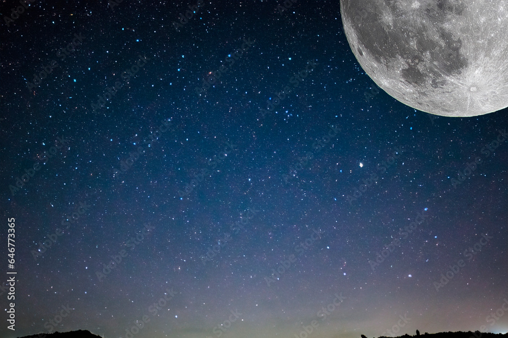 Wolf Moon. Super full moon with dark background. Madrid, Spain, Europe ...