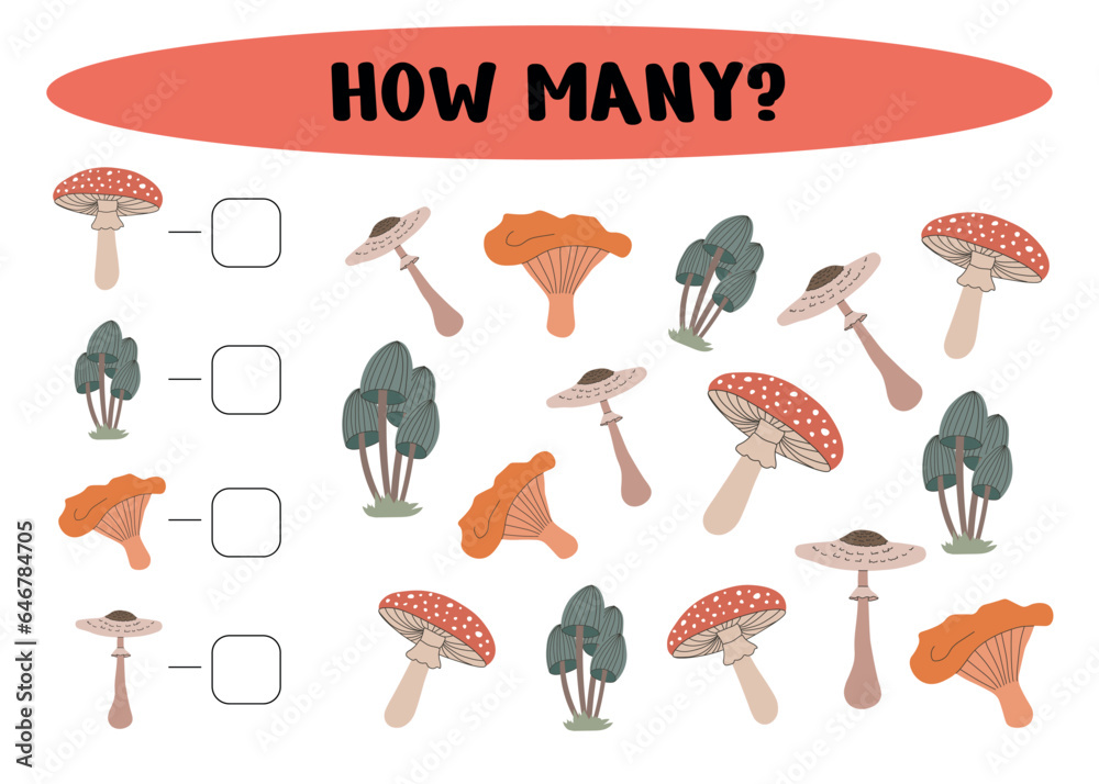 How many mushrooms are there? Count the number of mushrooms and write ...