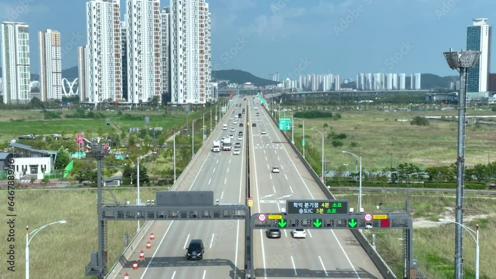 Korea's highways, cars on the roads, city views Stock Video | Adobe Stock