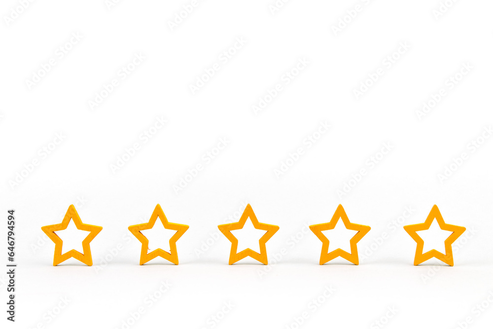 Gold, gray five stars shape on a white background. The best excellent ...
