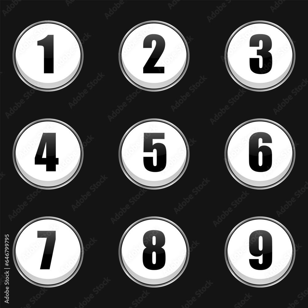 Vector button numbers 1 to 10. Very suitable for complementary designs ...