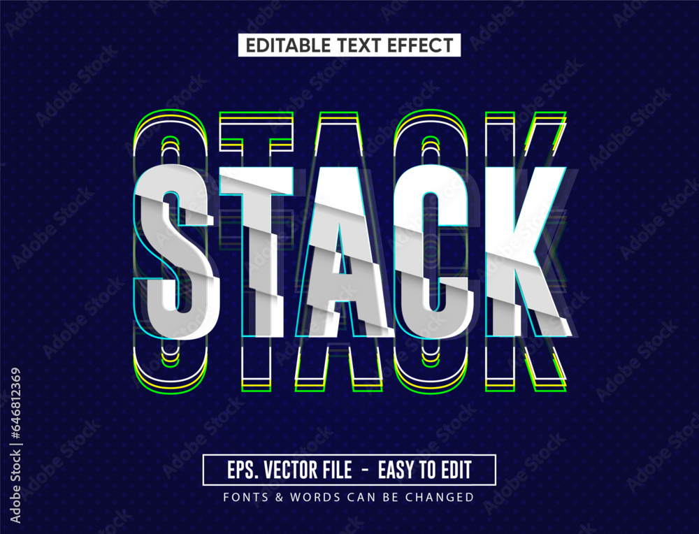 Vector text effect editable stacked font and text can be changed modern ...