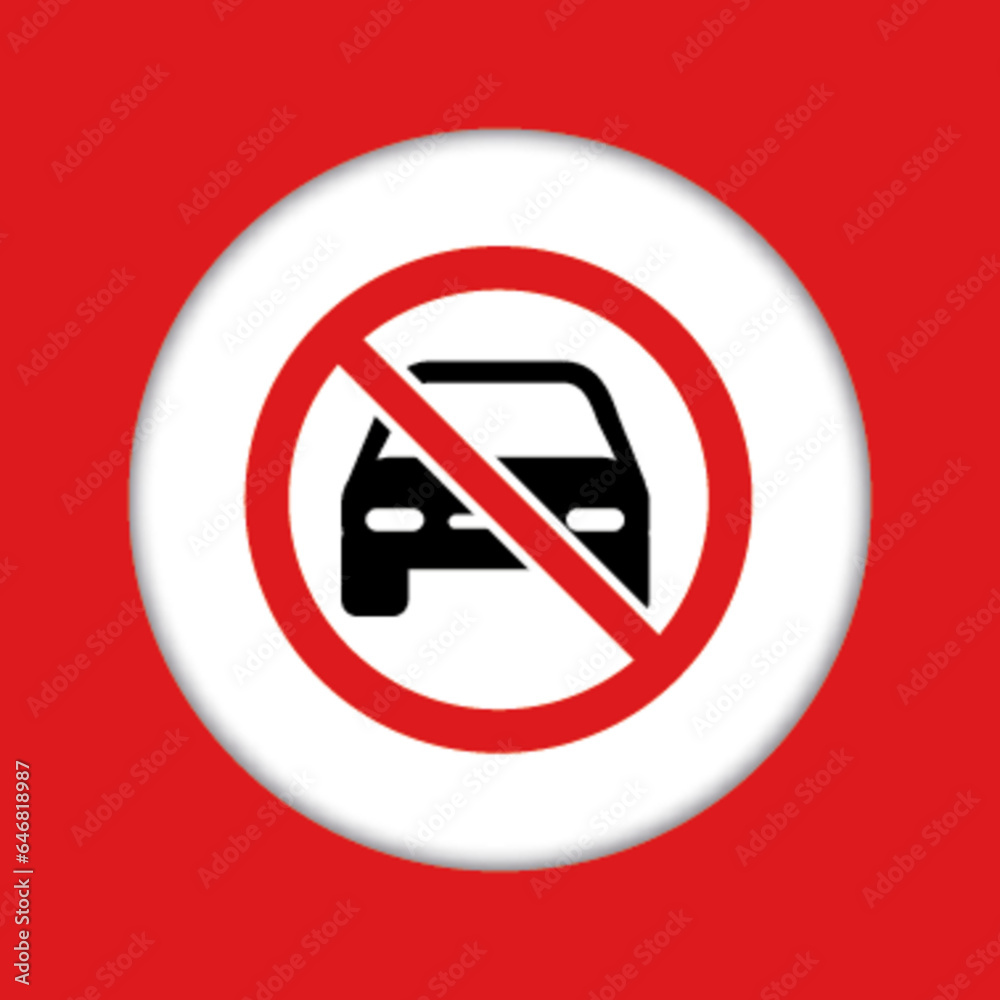 Panneau fond rouge interdit danger obligatoire voiture vehicule moteur ...