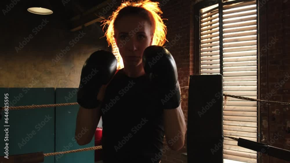 Women self defense girl power. Strong woman fighter punching with ...