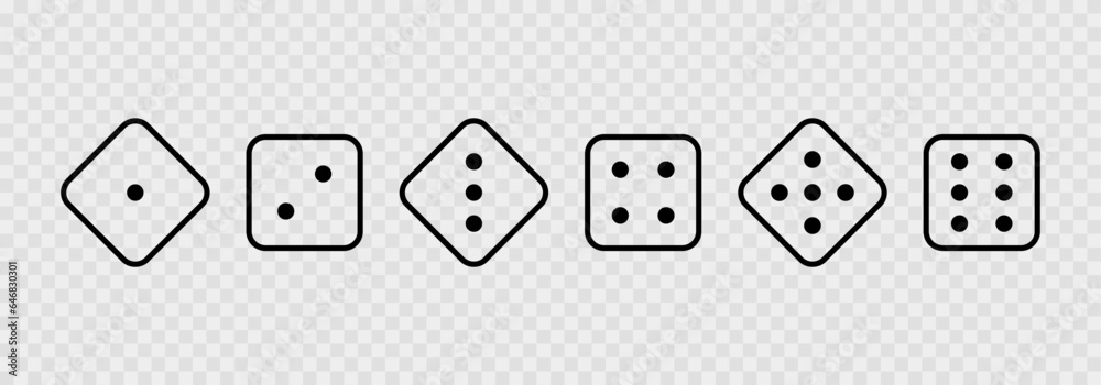 Game dice in outline style isolated on transparent background. Vector ...