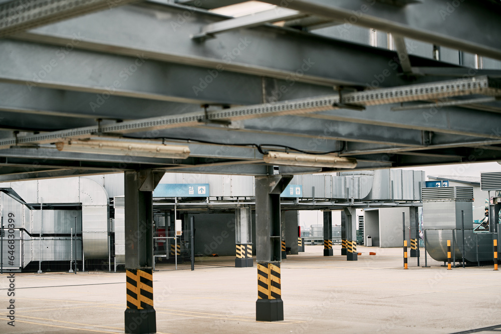 Close-Up View of Commercial HVAC Ventilation System on Rooftop. Air ...