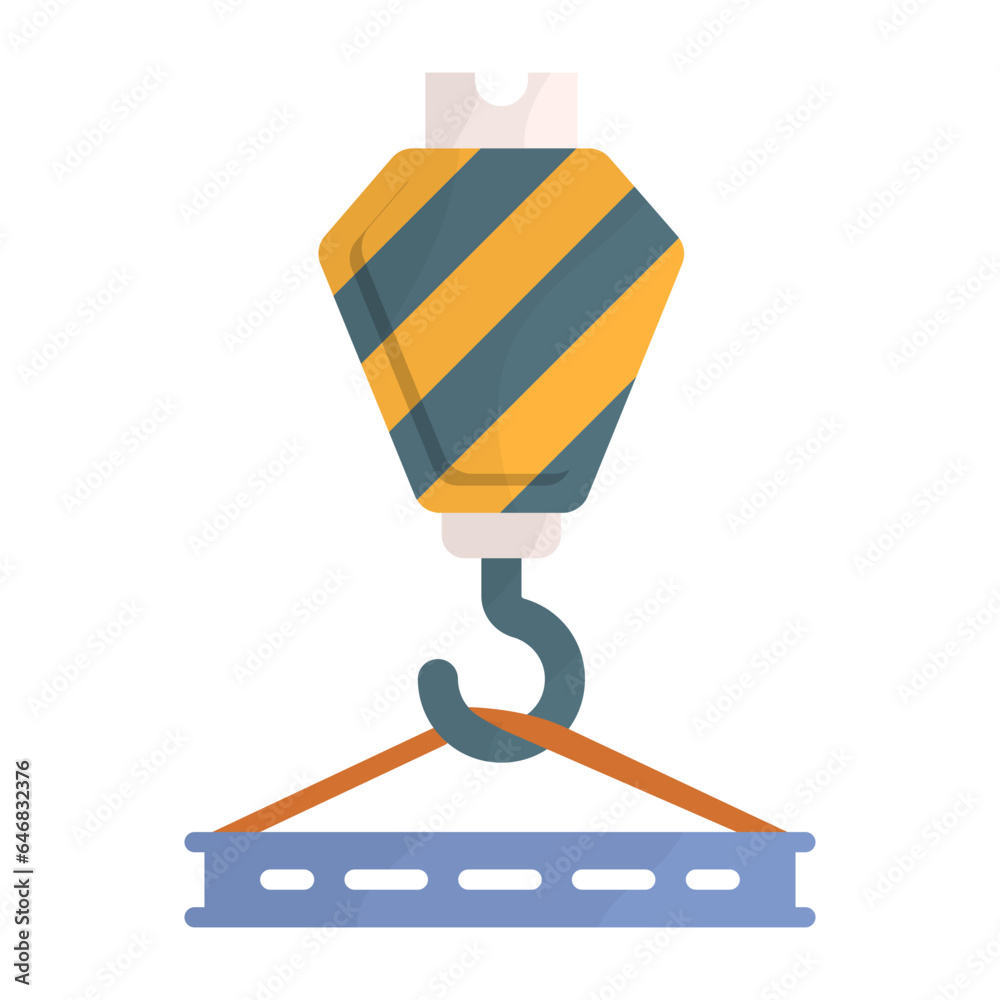 Overhead Crane Hook concept, Clevis Rigging with Pulley vector color ...