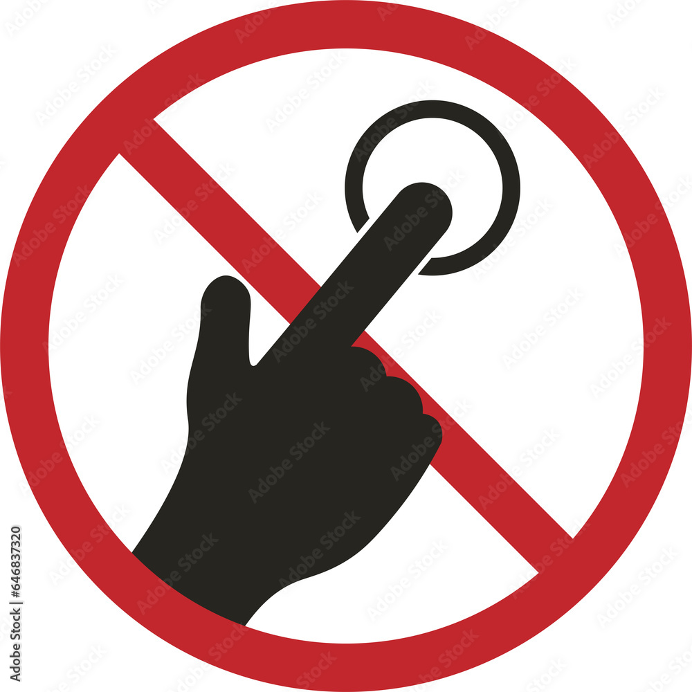 Isolated illustration of do not touch button, do not press switch or ...