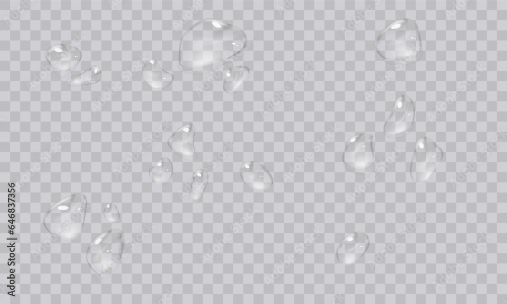 Vector water droplets. PNG droplets, condensation on glass, on various ...
