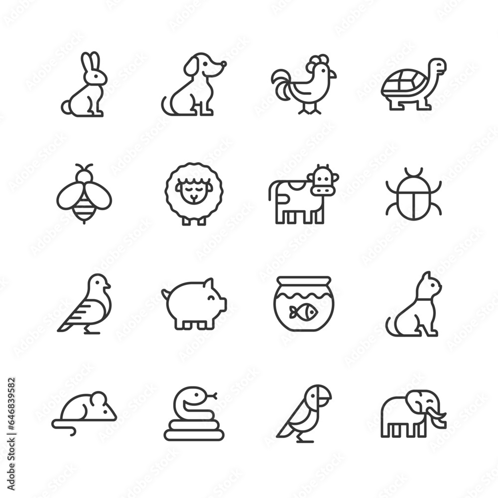 Animal Line Icons. Editable Stroke. Contains such icons as Rabbit ...