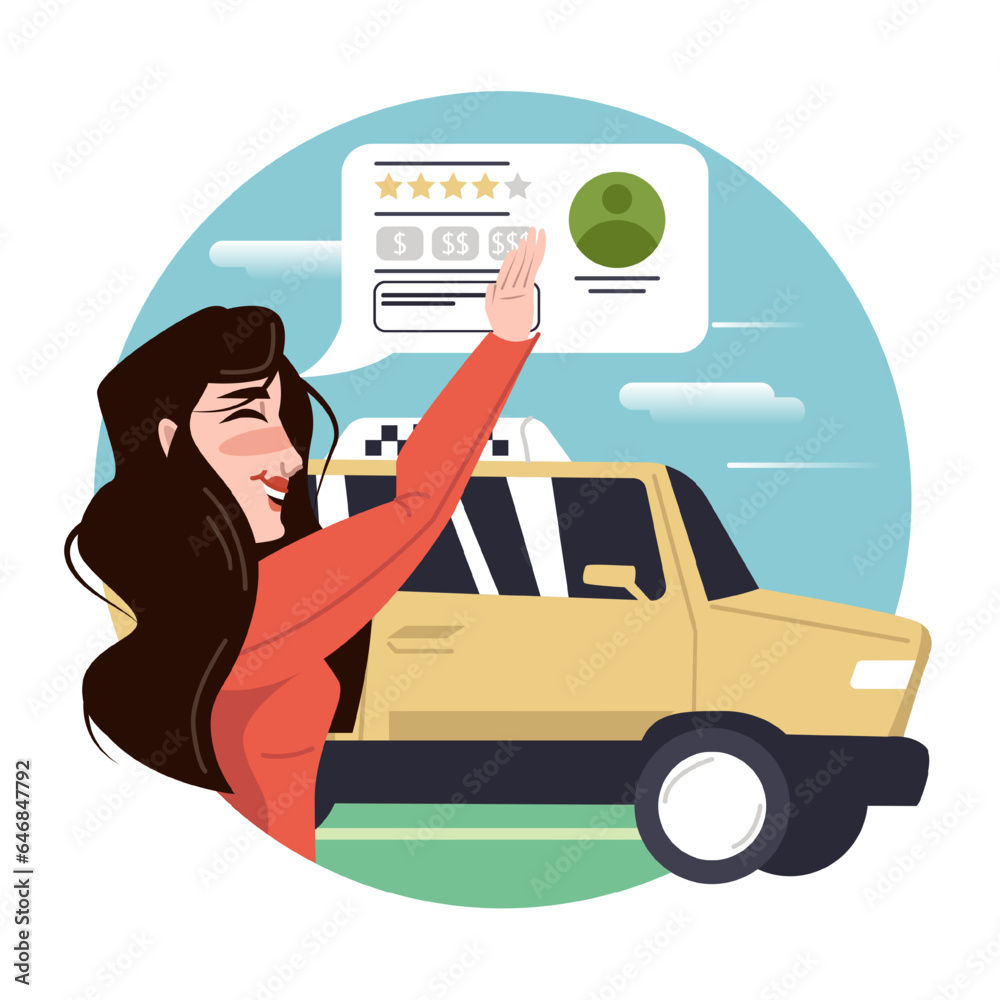 Lady leaving feedback about trip and driver. Happy client arrived to ...