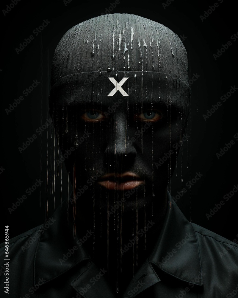 AI generated illustration of an x man in a black hat and black painted ...