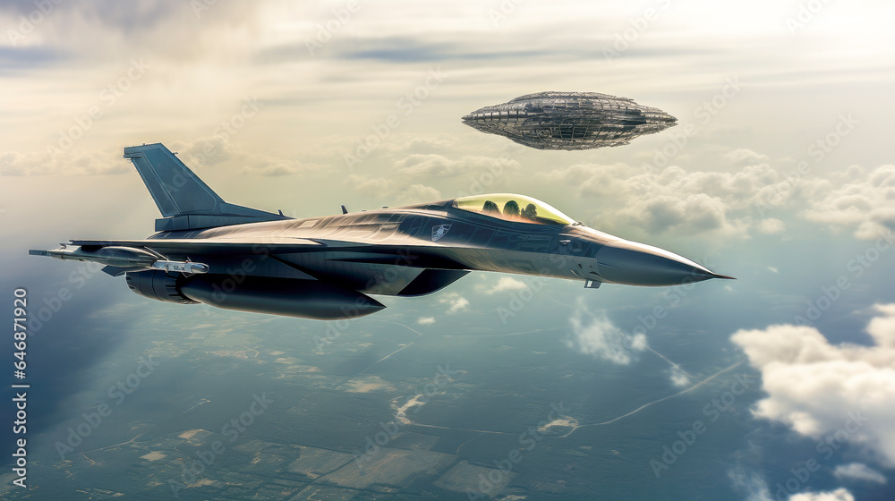 fighter pilot spotting a UFO or UAP in flight - UFO sighting concept ...