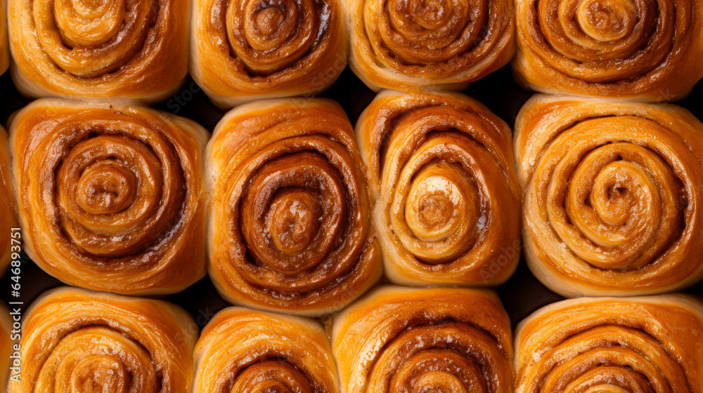 Freshly Baked Cinnamon Buns with frosting and cinnamon, looking ...