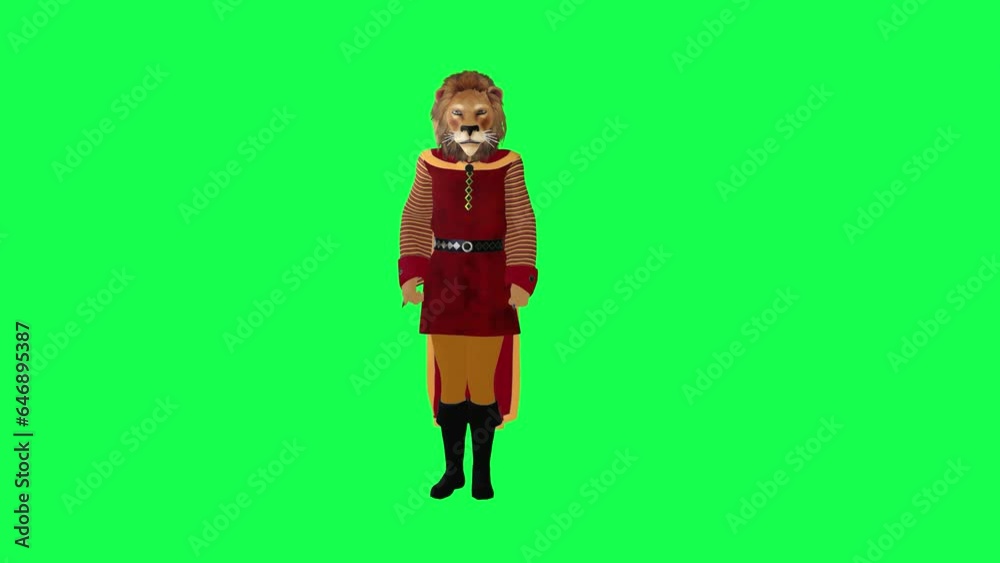 3d animated lion giving military salute isolated front angle green ...