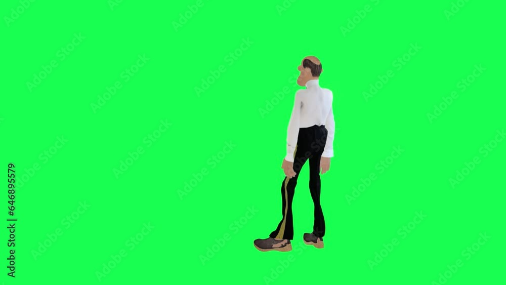 3d tall skinny bald animated man throwing stone back angle isolated ...