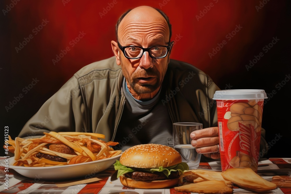 Temptation Overload: Battling the Junk Food Mountain Stock Illustration ...