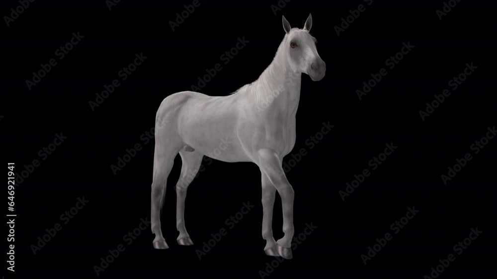 White Arabian Horse - Stomping Leg Loop - Realistic 3D animation ...