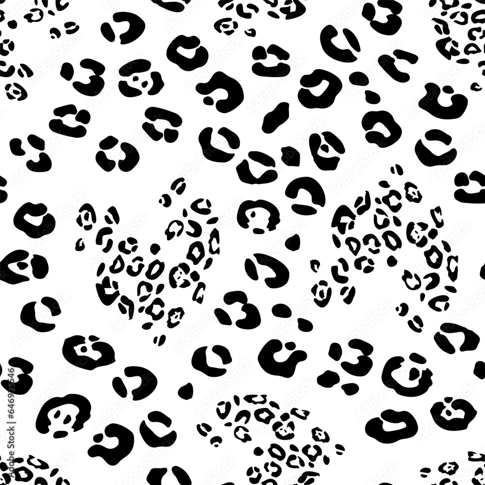 Leopard pattern black and white. Leopard skin patches in the shape of a ...