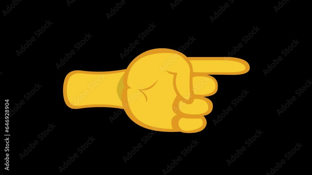 video animation hand cartoon yellow, moving and pointing finger index ...