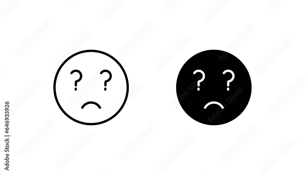 confused face icon design with white background stock illustration ...