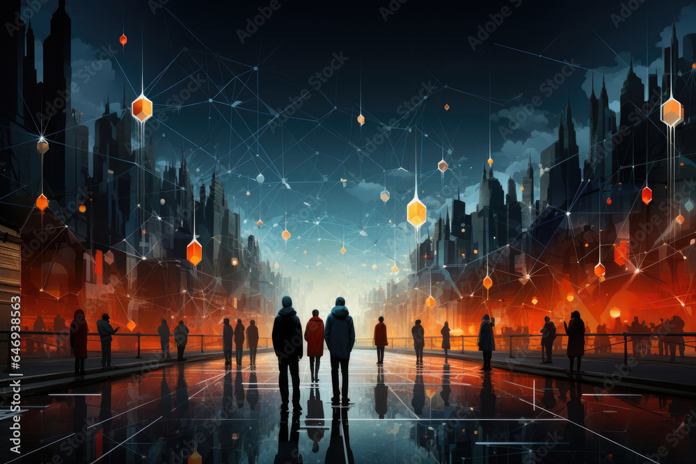 Futuristic cyberspace background.Global network connection, digital ...