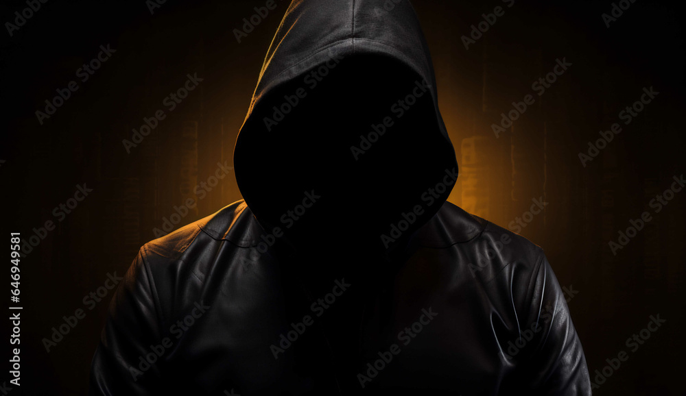 Faceless thief alone in the dark, AI generative, scary, stranger Stock ...