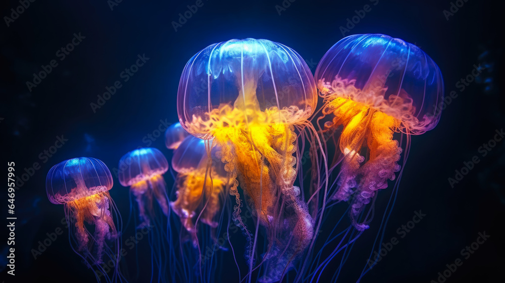 AI Generated 8K Photograph of Ethereal Jellyfish Floating in the Water ...