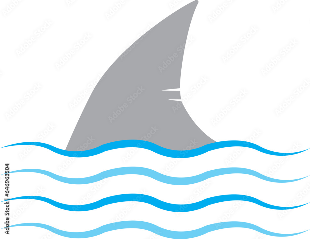 Shark Attack Warning Sign With Shark dorsal fin icon. Stock Vector ...