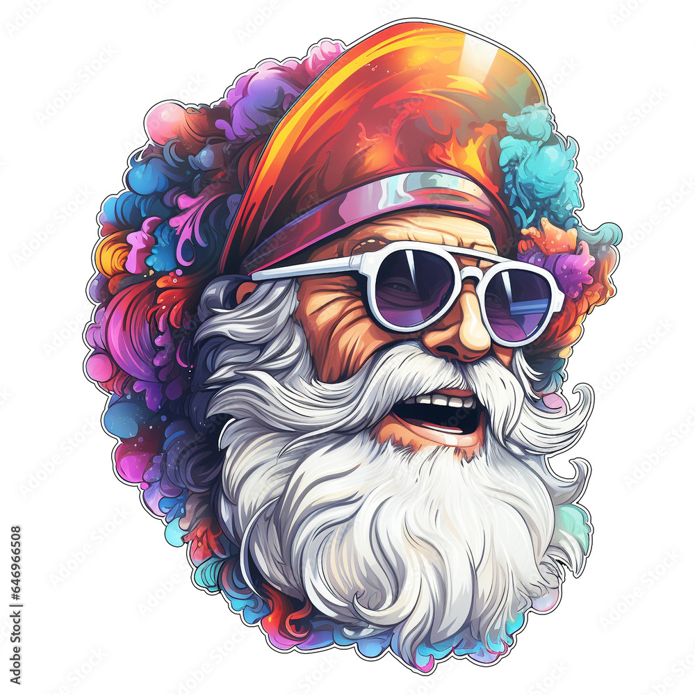 Christmas fantasy: funny psychedelic Santa Claus graphic element on ...