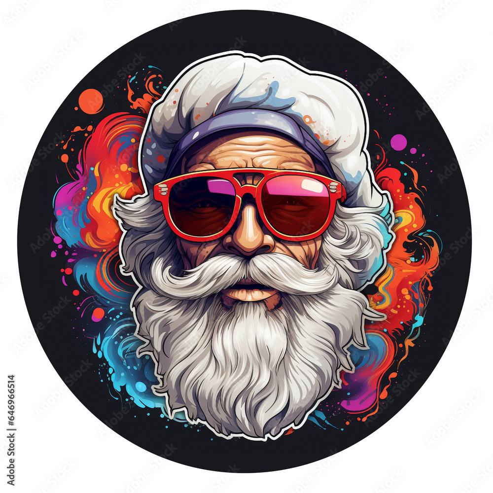 Christmas fantasy: funny psychedelic Santa Claus graphic element on ...