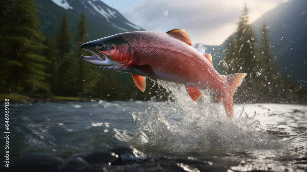 Nature's Ballet: Salmon Jumping in the River, a Spectacular Wildlife ...
