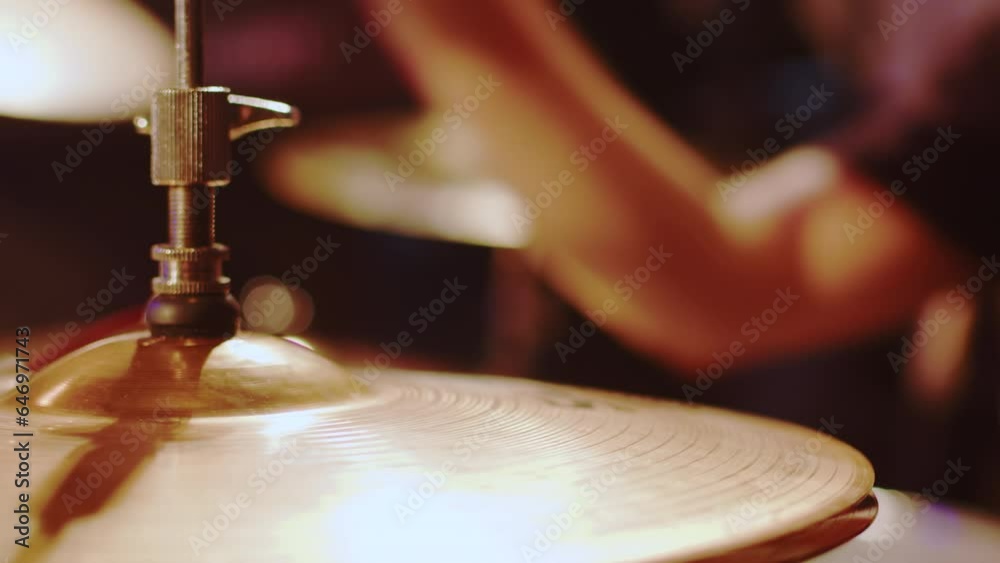 Video „Drummer passionately and fast playing on a drum set on a stage ...