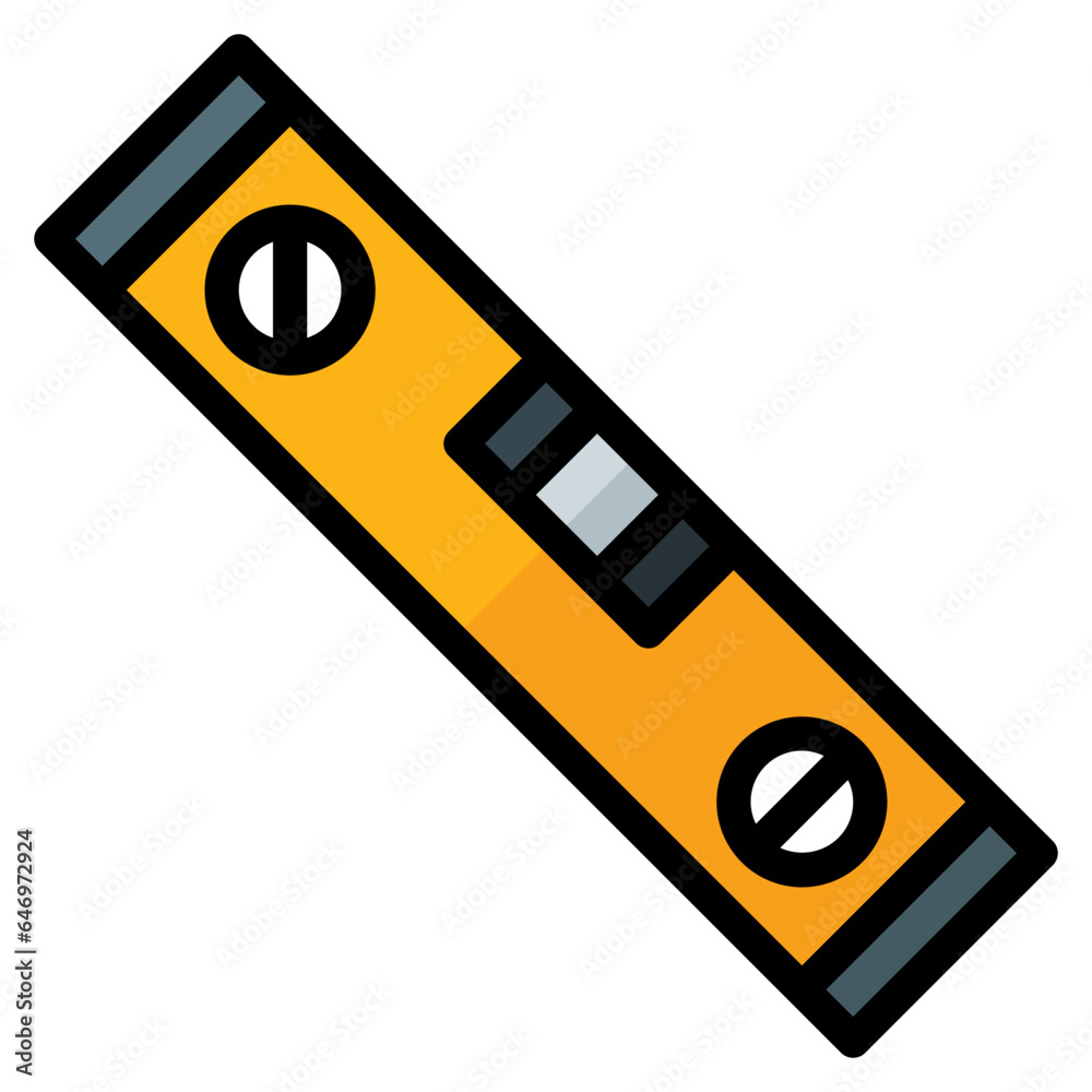spirit level icon in filled line style isolated on transparent ...