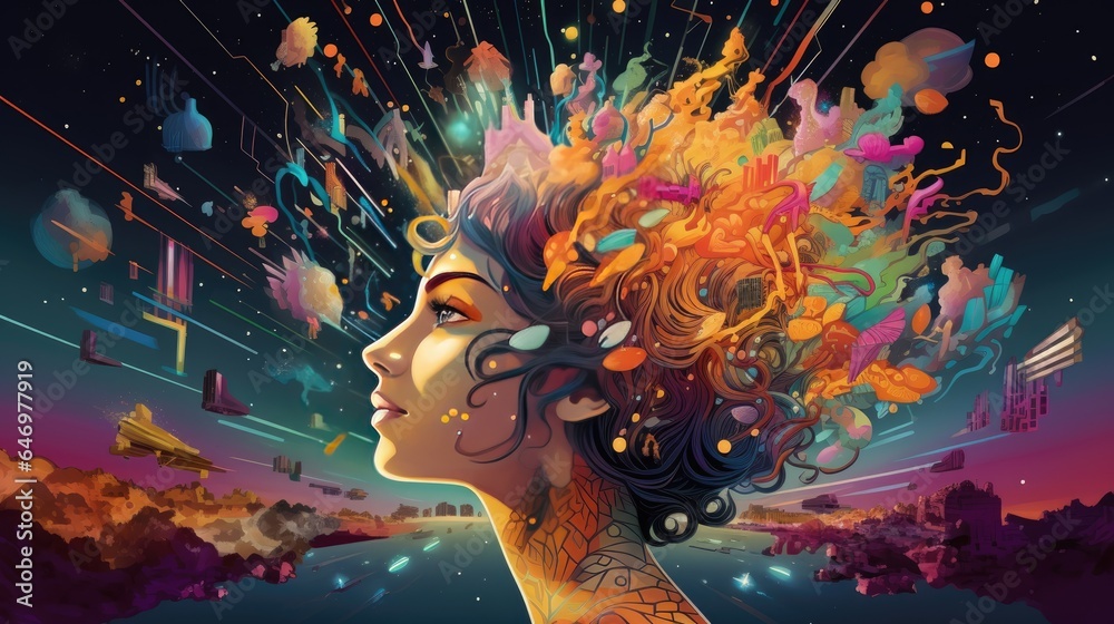 Annual Collective Mind Concept Art Exploding Mind Stock Illustration ...
