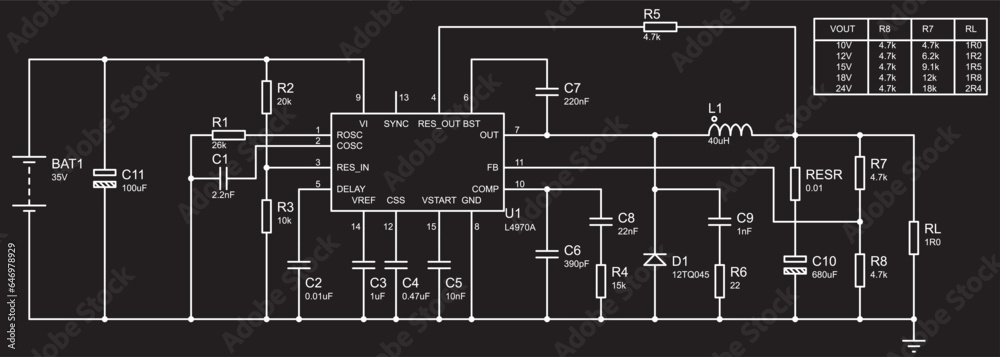 Schematic diagram of electronic device. Vector drawing electrical ...